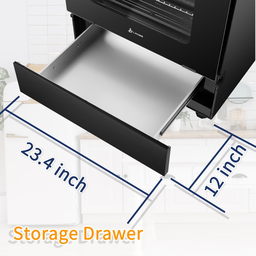 Lanbo 24 Inch Freestanding Electric Range, 2.9 Cu.Ft Black