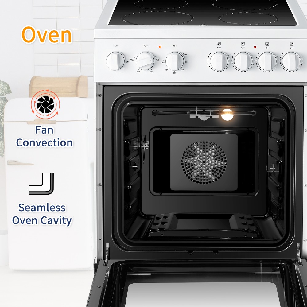 Lanbo 2.9 Cu.Ft. Freestanding Electric Range with Air Fry, White